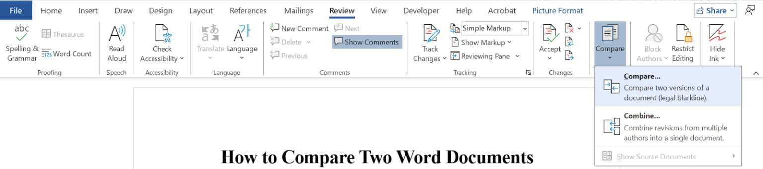 Compare Two Documents In Word, Google Docs & Online